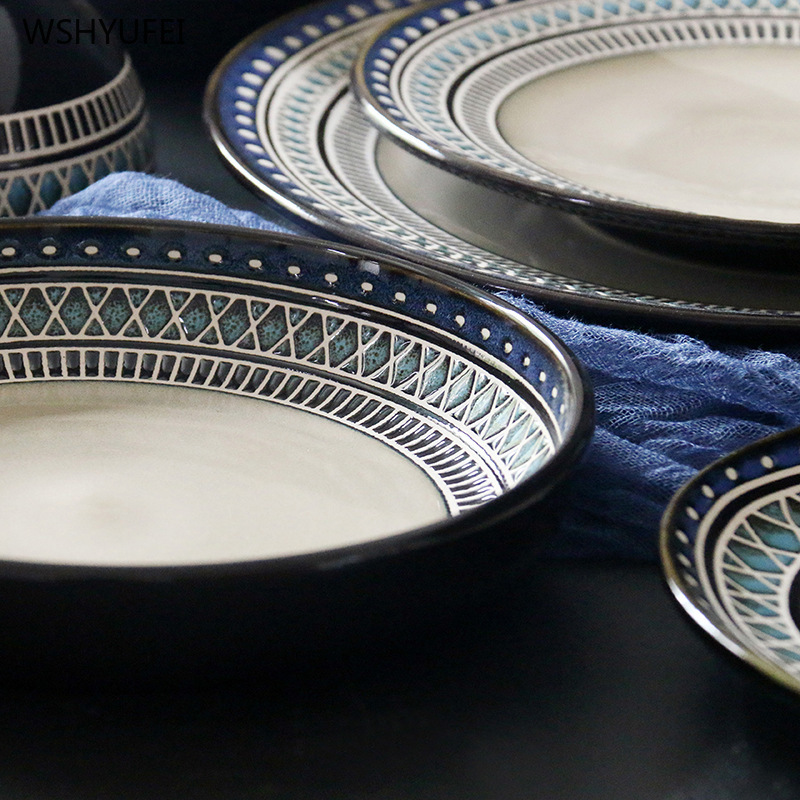 Blue art pattern tableware set