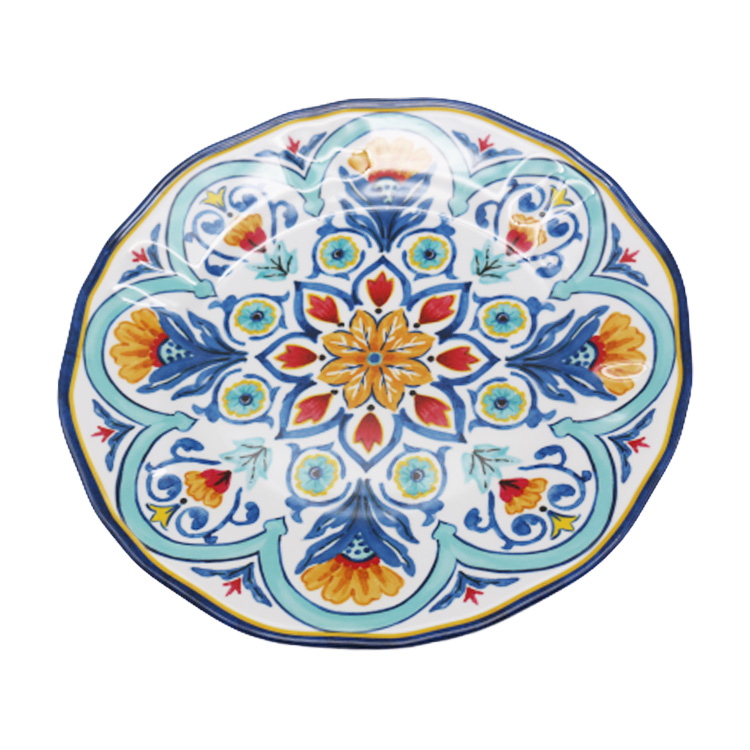 Custom printed pattern round melamine plate