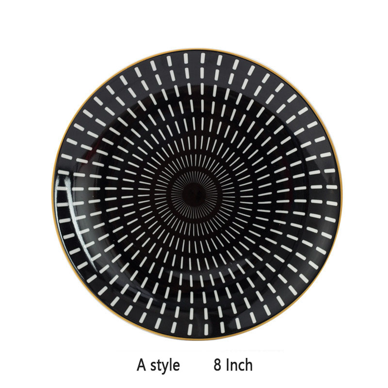 Cutlery-set-with-gilt-edging-geometric-pattern