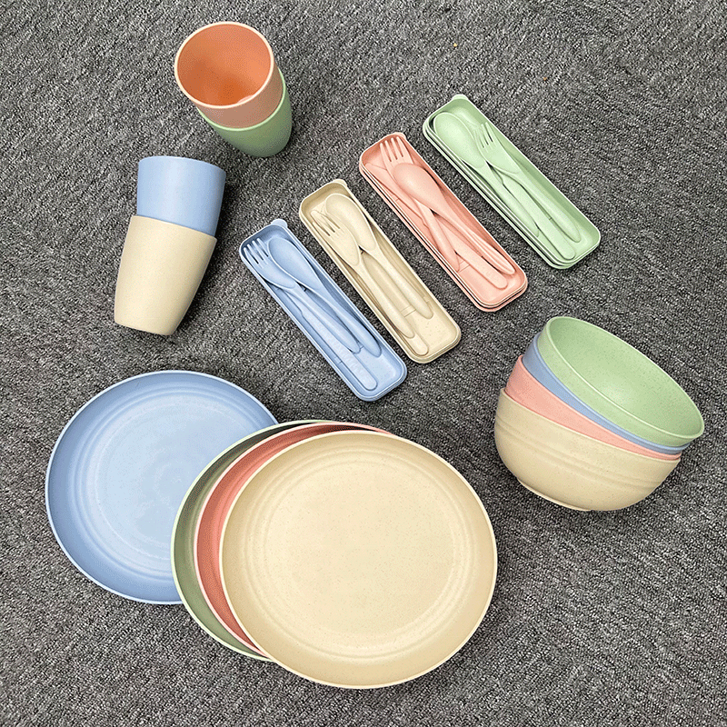 Environmental protection wheat straw tableware set