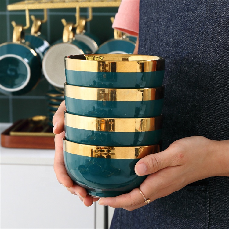 Green household glazed tableware set