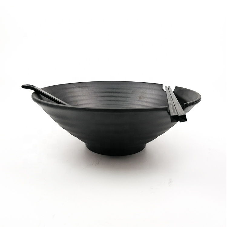 Plastic black Japanese style ramen bowl