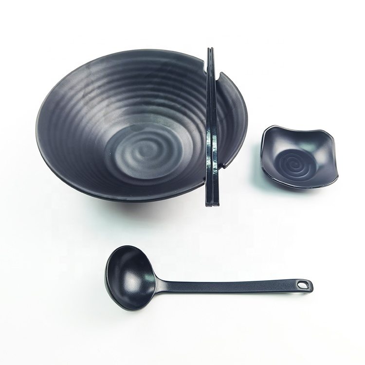 Plastic black Japanese style ramen bowl