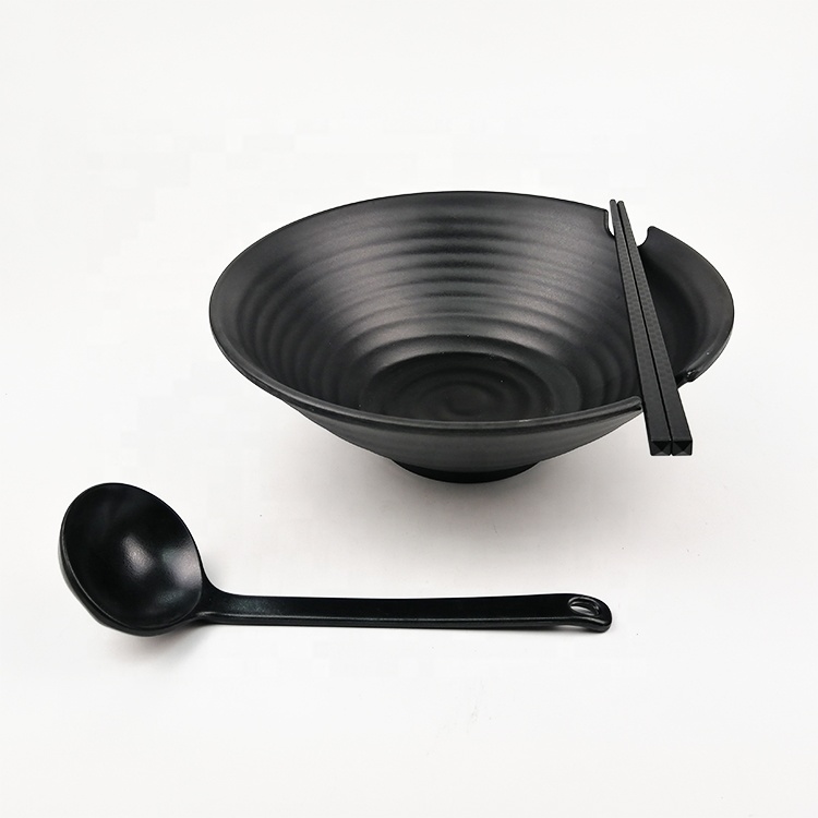 Plastic black Japanese style ramen bowl