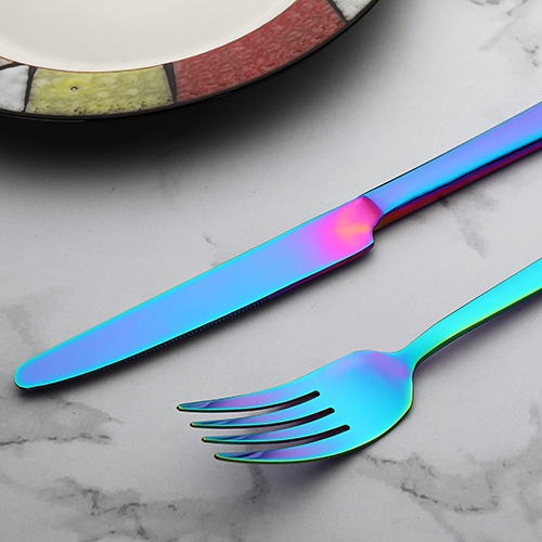 Rainbow color stainless steel cutlery